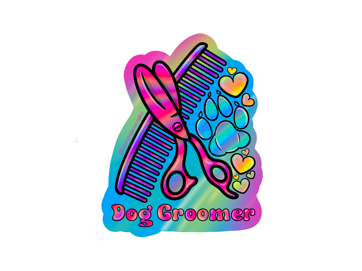 Dog Groomer Holographic Sticker| The Extraterrestrial Shop